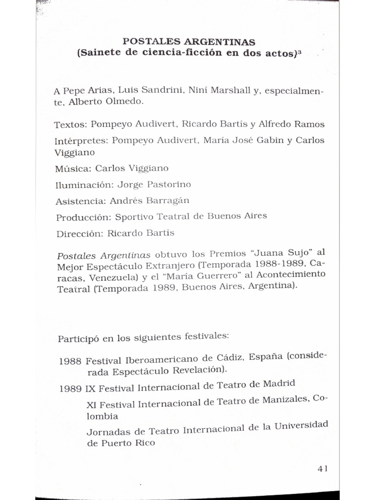 Postales Argentinas. Bartís | PDF