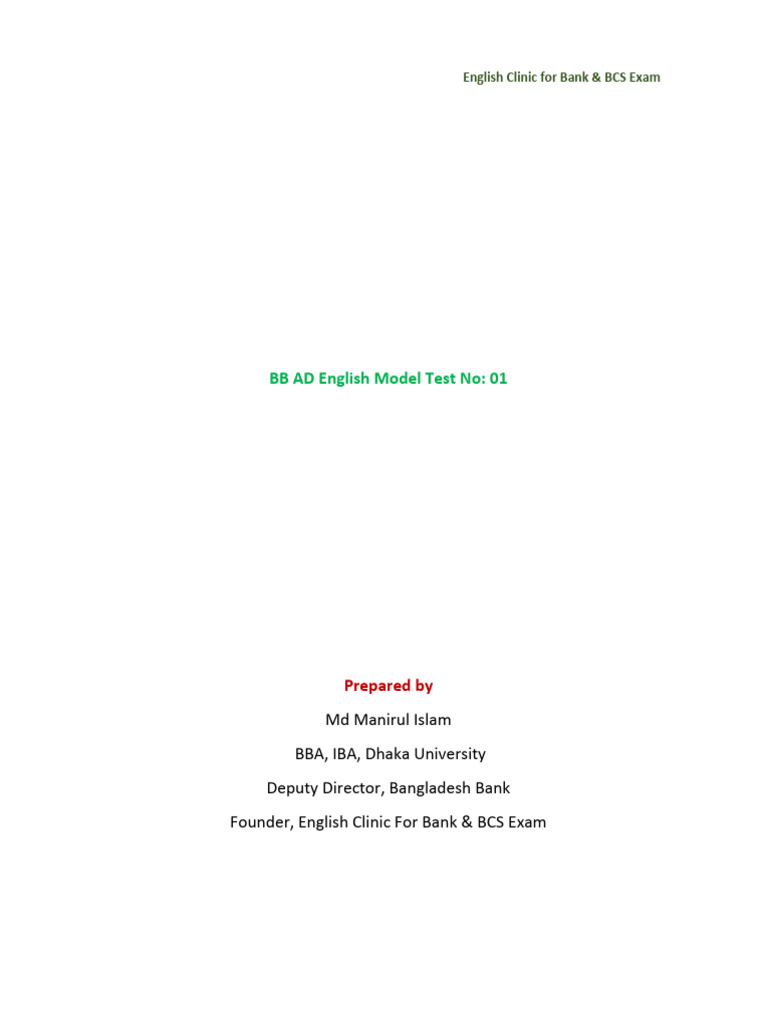 English Prep for Bank & BCS Exams | PDF | Verb | Adjective