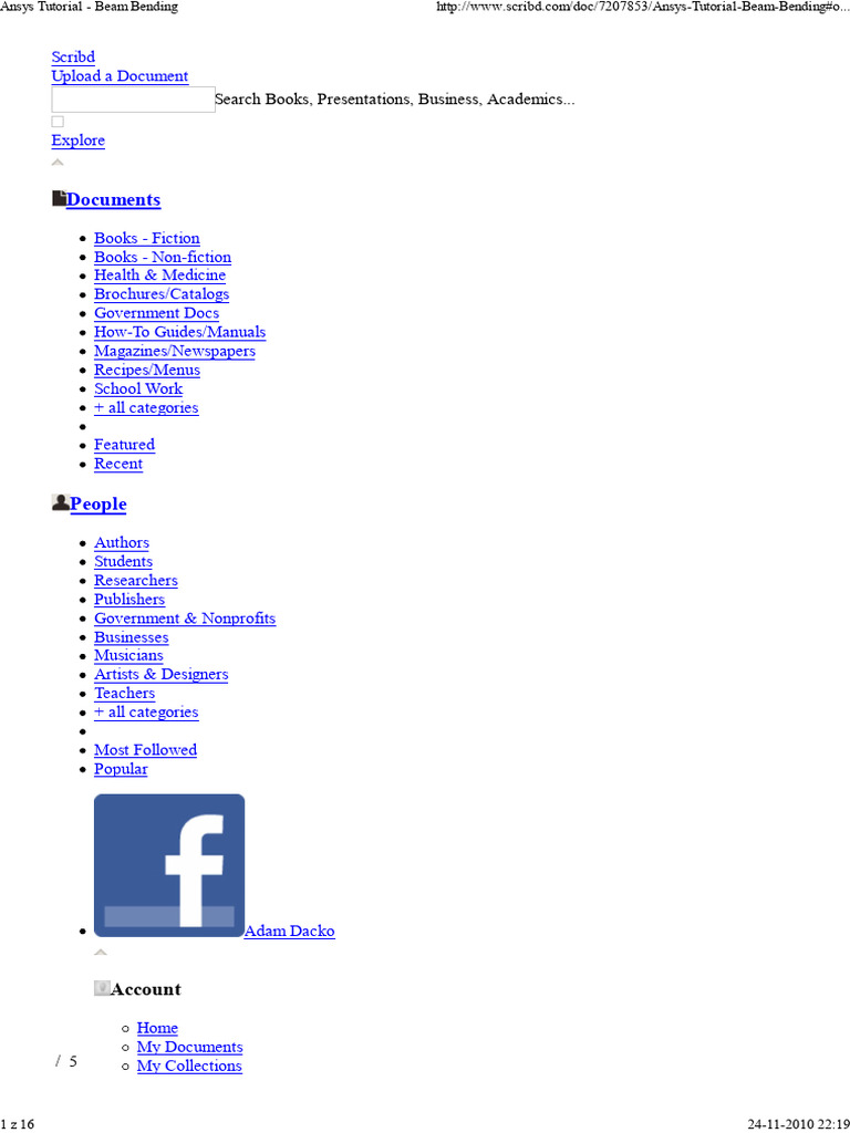 Ansys Tutorial - Beam Bending | PDF | Bending | Beam (Structure)