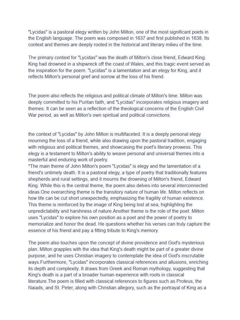 Lycidas | PDF