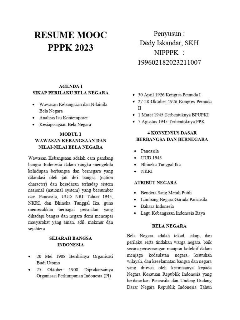 Resume Mooc PPPK 2023 Dedy Iskandar | PDF
