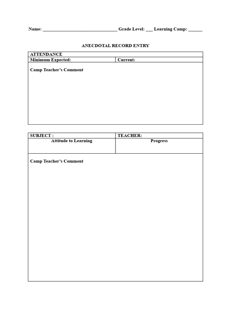 Nlc Anecdotal Record Entry (1) | PDF