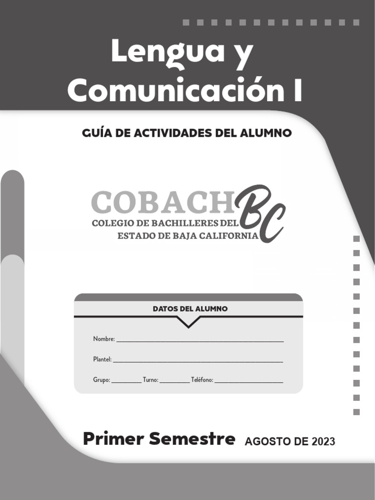 COBACHBC (112) - Lengua y Comunicación I - Completo (2023) | PDF ...