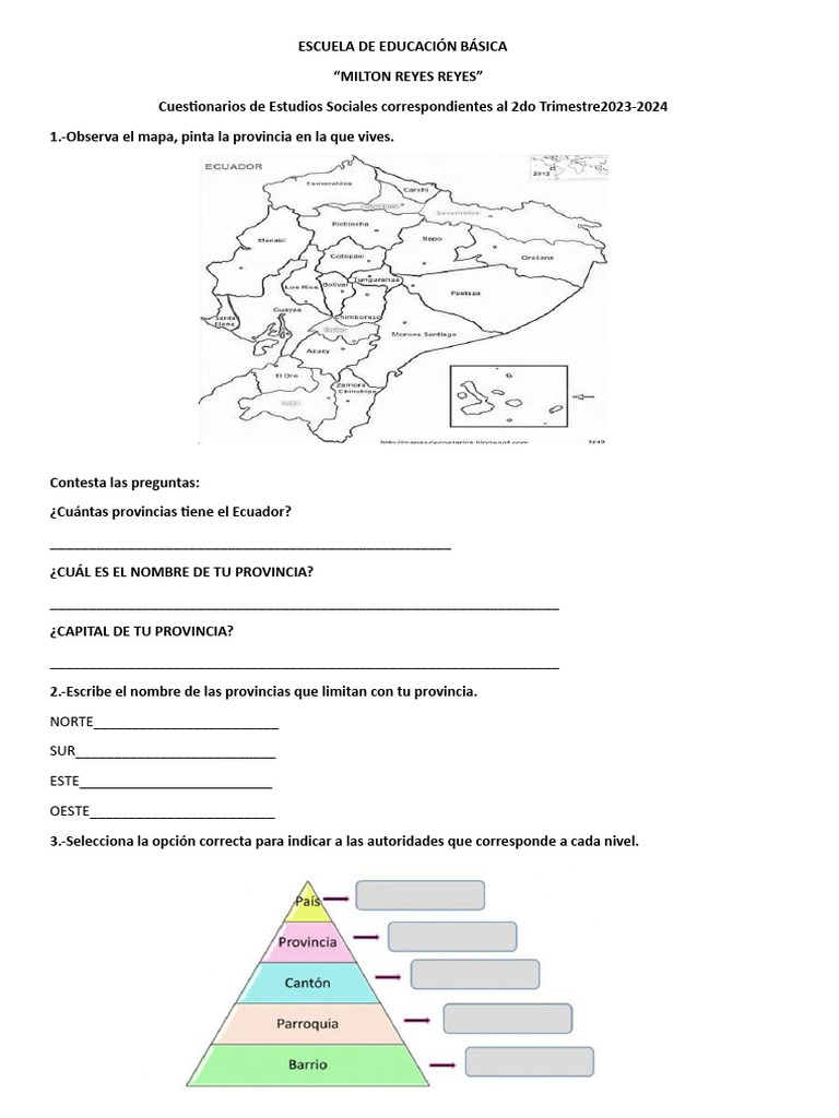Cuestionarios de EESS 2do Trimestre 4to | PDF | Ecuador Cuestionarios de EESS 2do Trimestre 4to | PDF | Ecuador