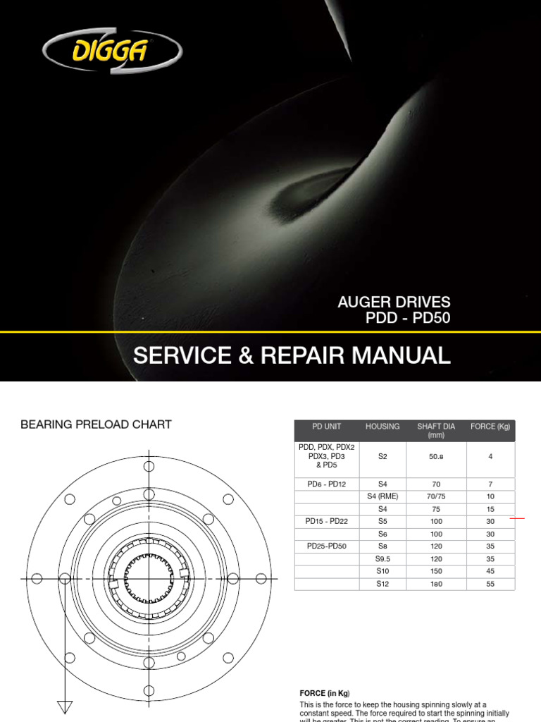 Spare Parts List For Drive Unit Digga Pd6 - Pd7 | PDF | Screw | Machines