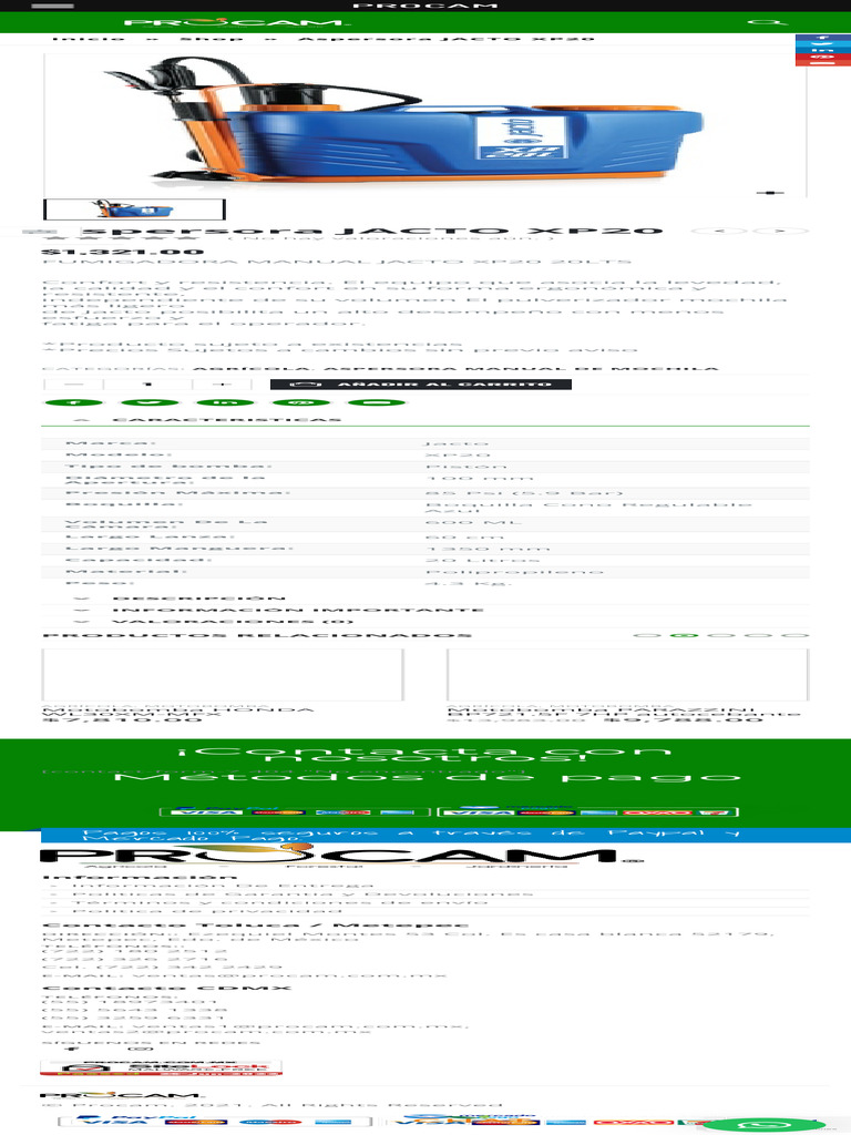 Aspersora Jacto Xp20 Procam | PDF