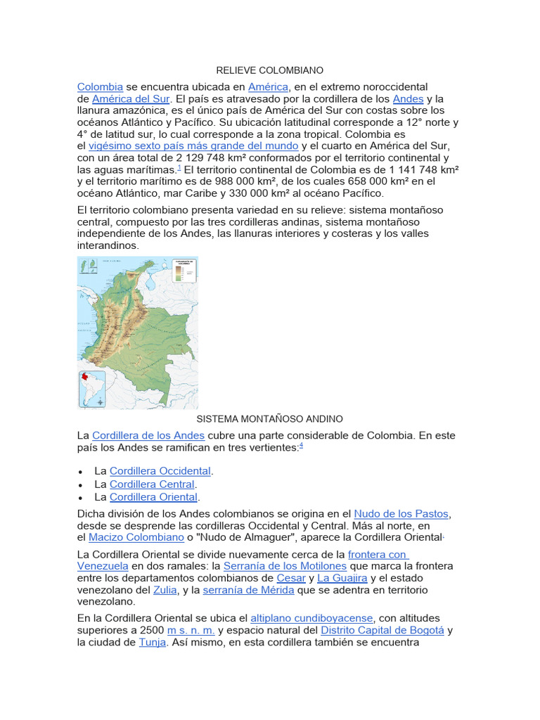 Relieve Colombiano | PDF