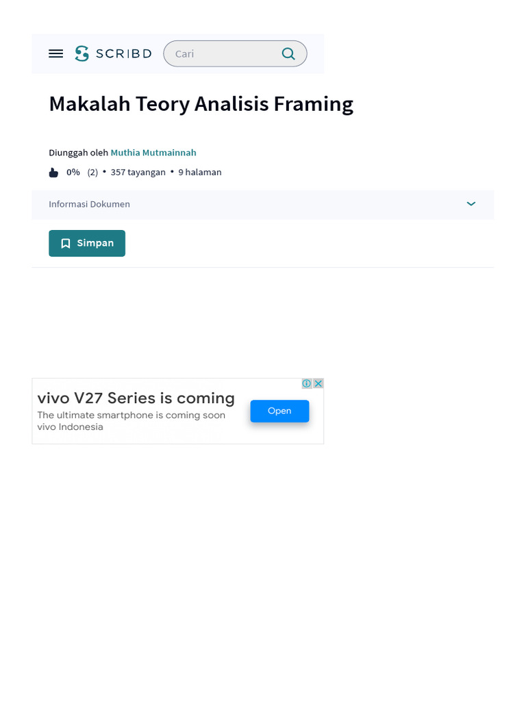 Makalah Teory Analisis Framing - PDF | PDF