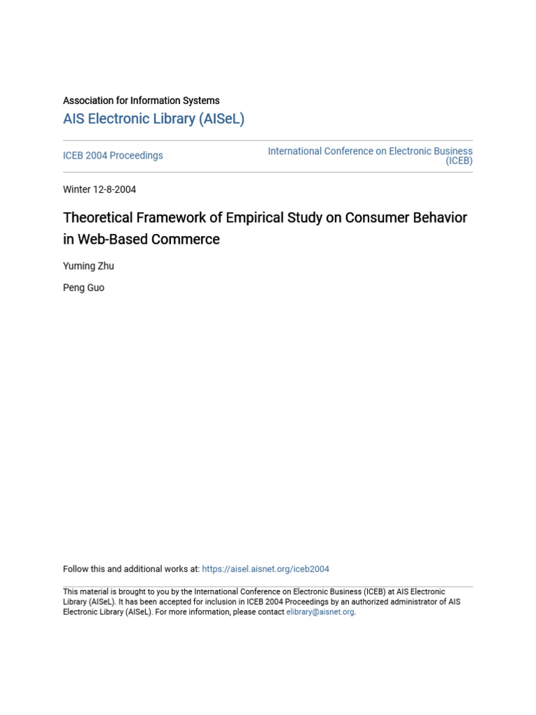 Theoretical Framework of Empirical Study On Consumer Behavior in | PDF | Consumer Behaviour ...