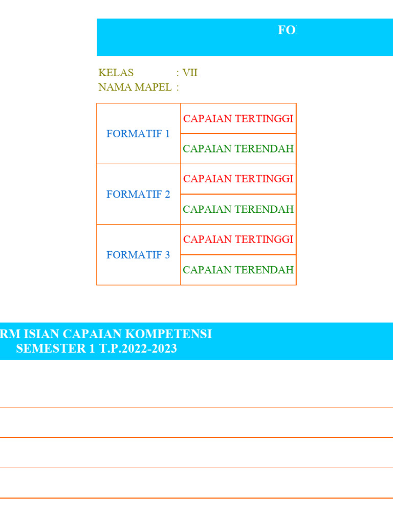 Form Isian Capaian Kompetensi Semester 1 t.p.2022-2023 | PDF
