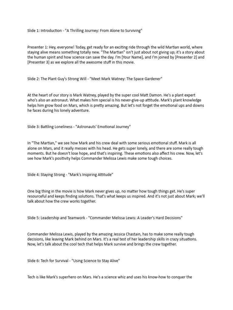 Script (The Martian) 2 | PDF