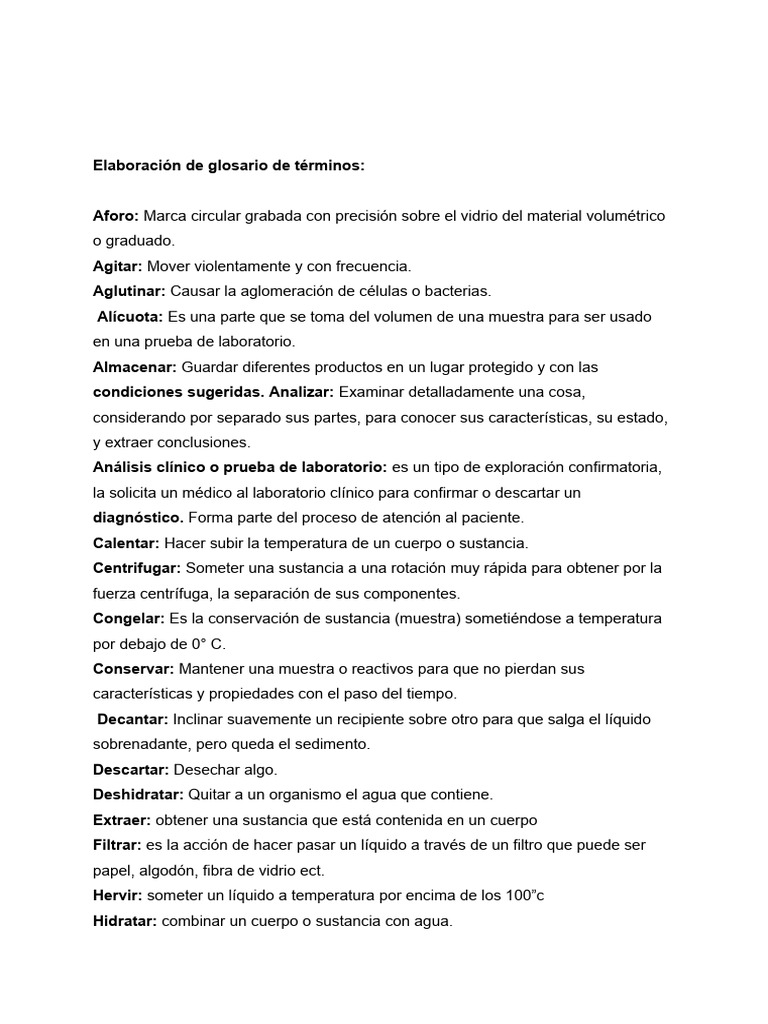 Elaboración de Glosario de Términos | PDF