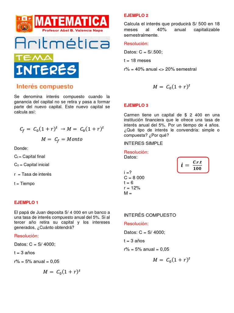 Vii Unidad Taller 2 Interes Compuesto | PDF | Interés | Interés compuesto