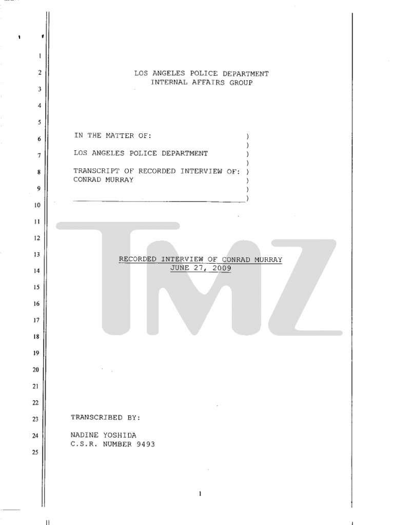 Transcript of Conrad Murray's Police Interview | PDF