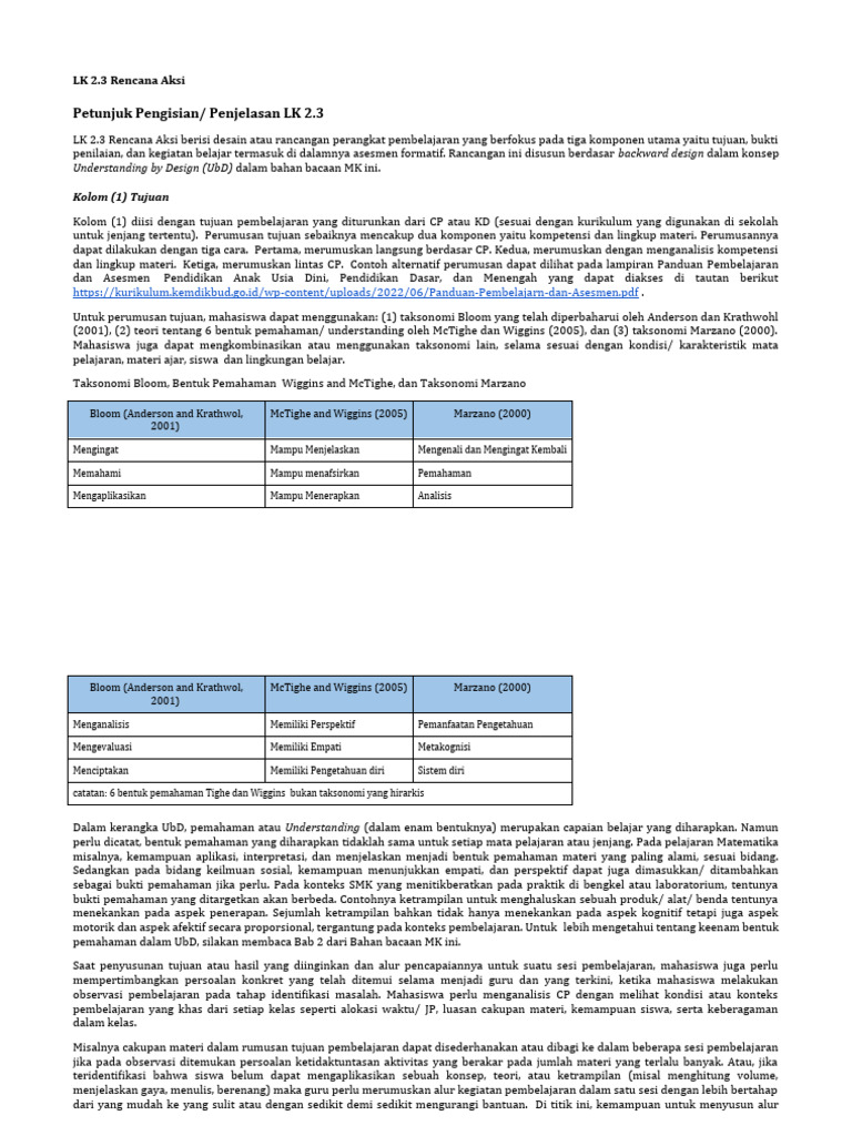 LK 2.3 Rencana Aksi Bu Asih Fix | PDF