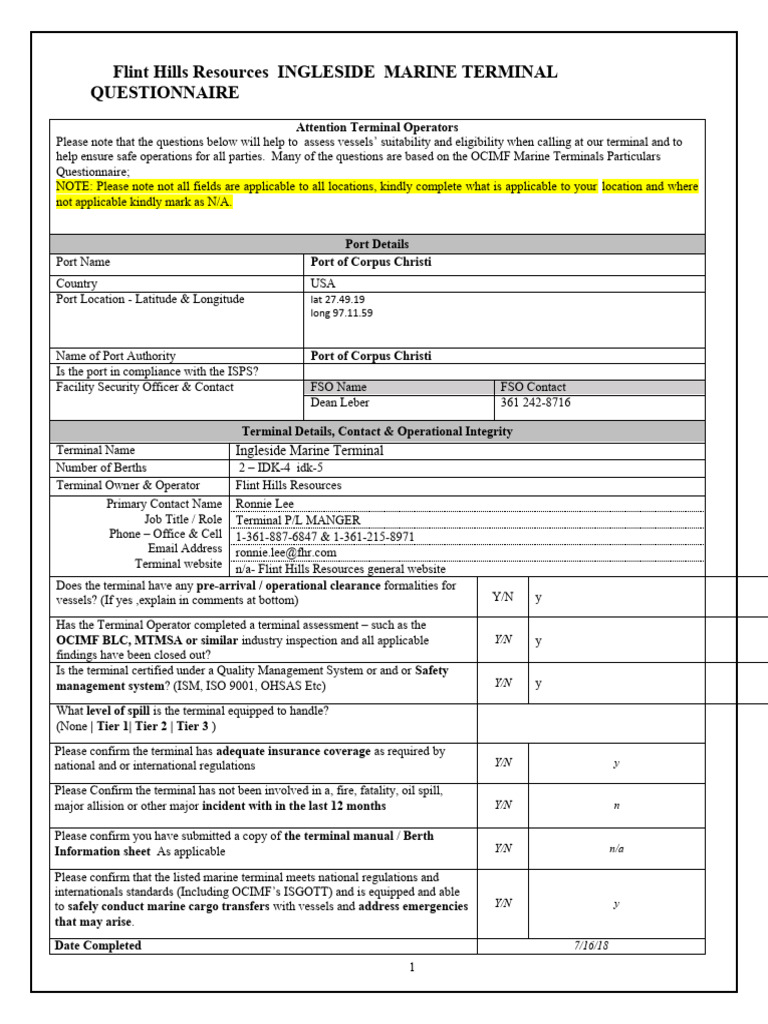 Draft 40ft SWD Flint Hills Terminal Info Sheet | PDF