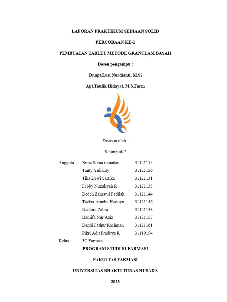LAPORAN_PRAKTIKUM_SEDIAAN_SOLID_KELOMPOK_5[1] | PDF