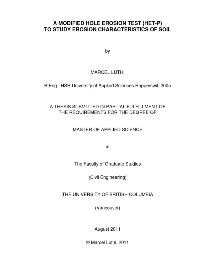 A Modified Hole Erosion Test (HET-P) To Study Erosion Characteristics ...