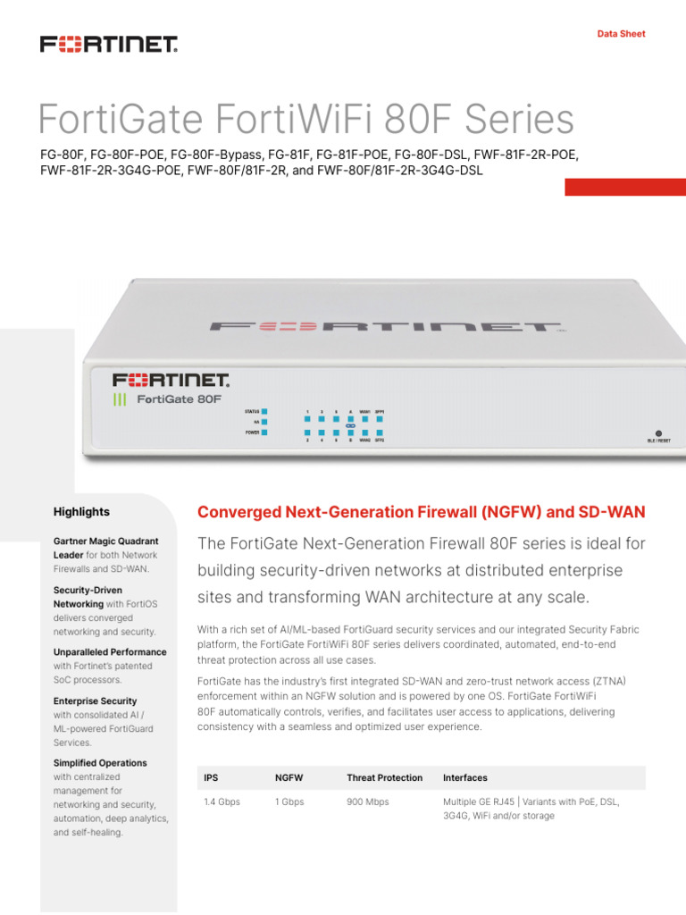 Fortigate Fortiwifi 80f Series | PDF | Computer Network | Security