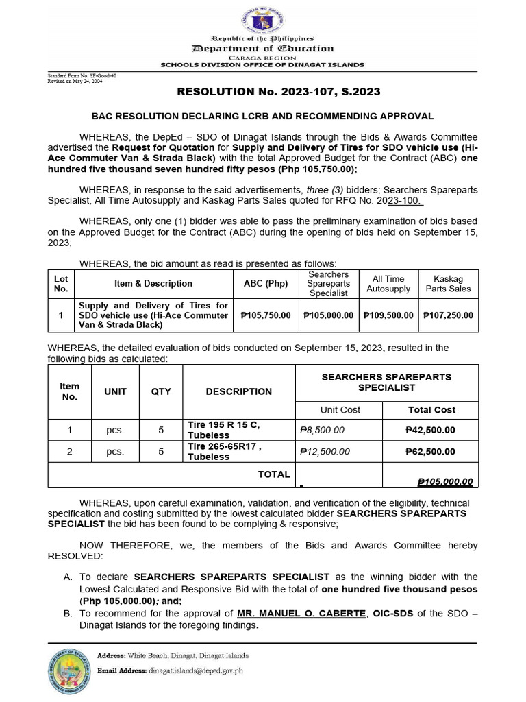 BAC Resolution 107 | PDF