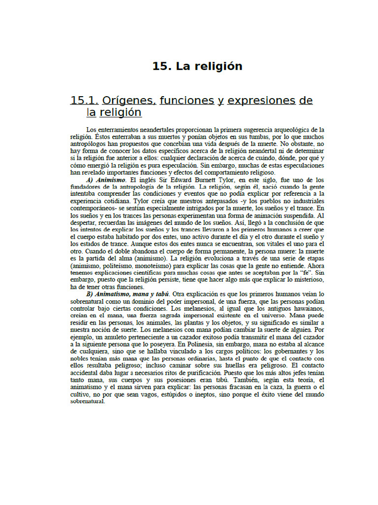 La Religion de Antropologia Cultural de Conrad Kottak | PDF