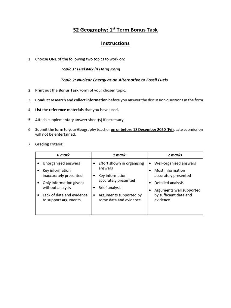 20-21 S2 BonusTaskForm Term1 | PDF | Nuclear Power | Fuels