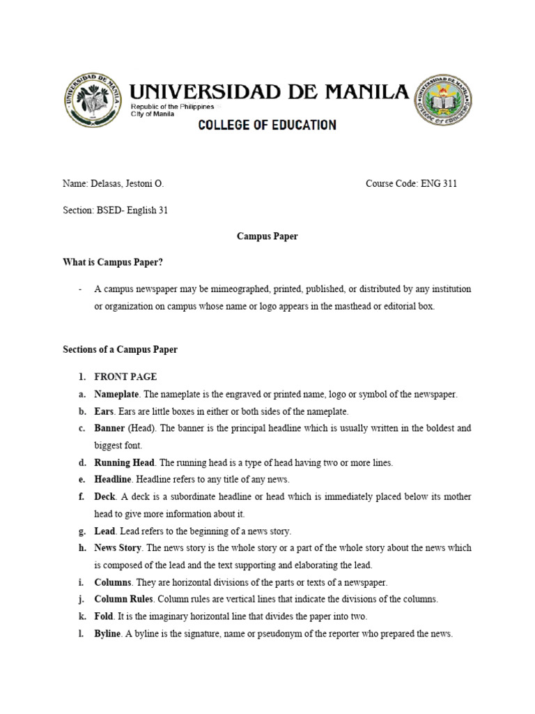 Campus Paper Report | PDF | Newspapers | Science