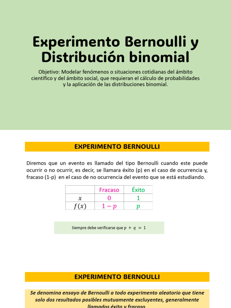 Experimento Bernoulli y Distribución binomial | PDF | Teoría de ...