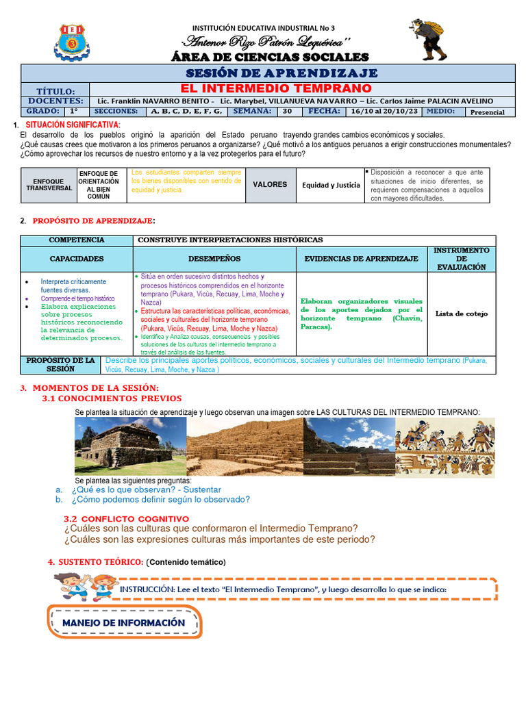 Sesion 30 CC - Ss. 1° Intermedio Temprano | PDF | Andes