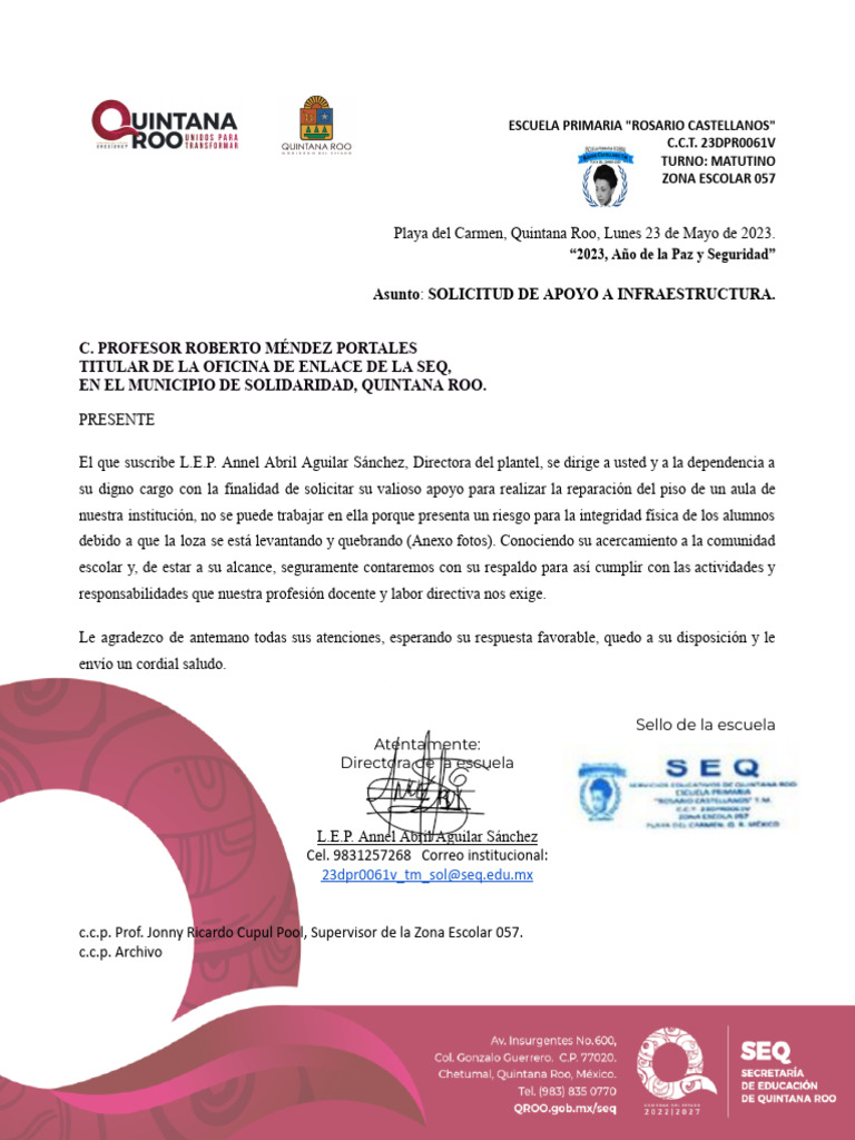 Solicitud Apoyo Infraestructura | PDF