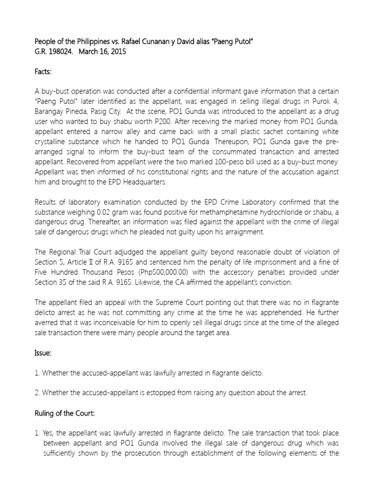 People Vs Cunanan-Arrest-how-Made | PDF | Prosecutor | Estoppel