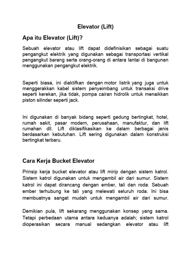 Elevator - Lift | PDF