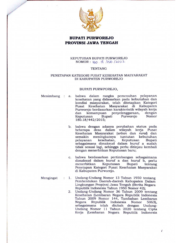 SK Bup - Kategori Puskesmas | PDF