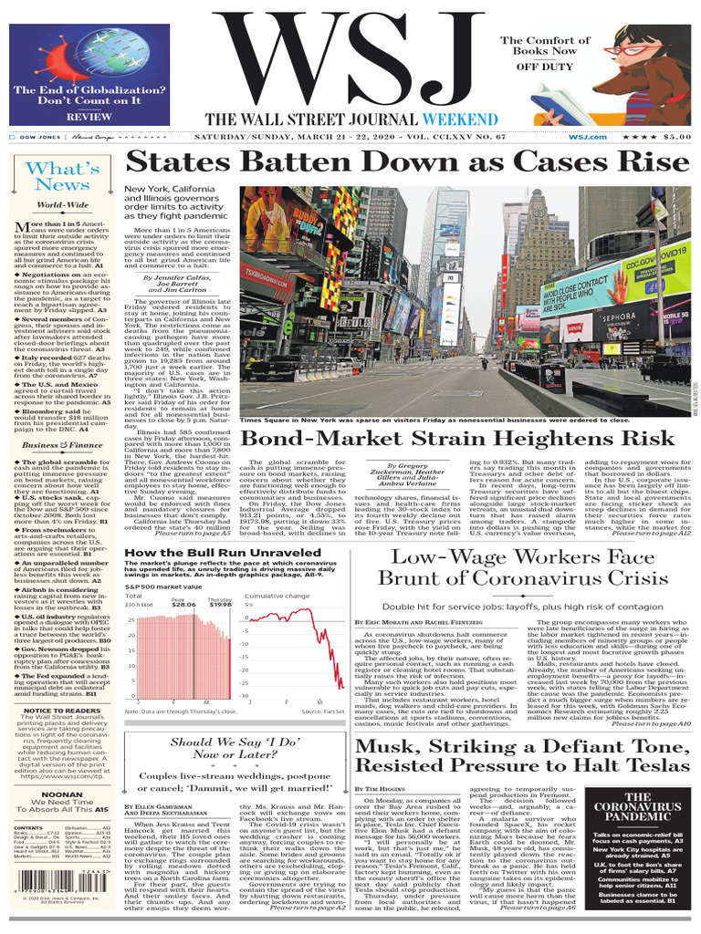 The Wall Street Journal - 21 03 2020 - 22 03 2020 | PDF