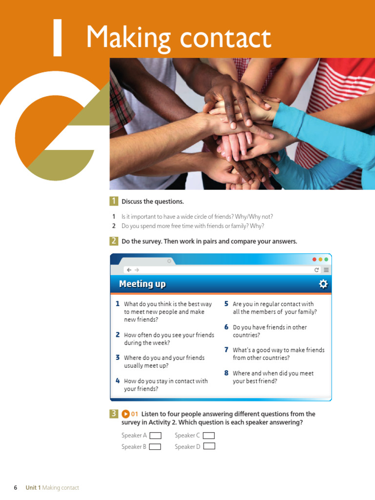 Gold - B1P - SB - MAKING CONTACT - UNIT 1 | PDF | Essays | Preposition And Postposition