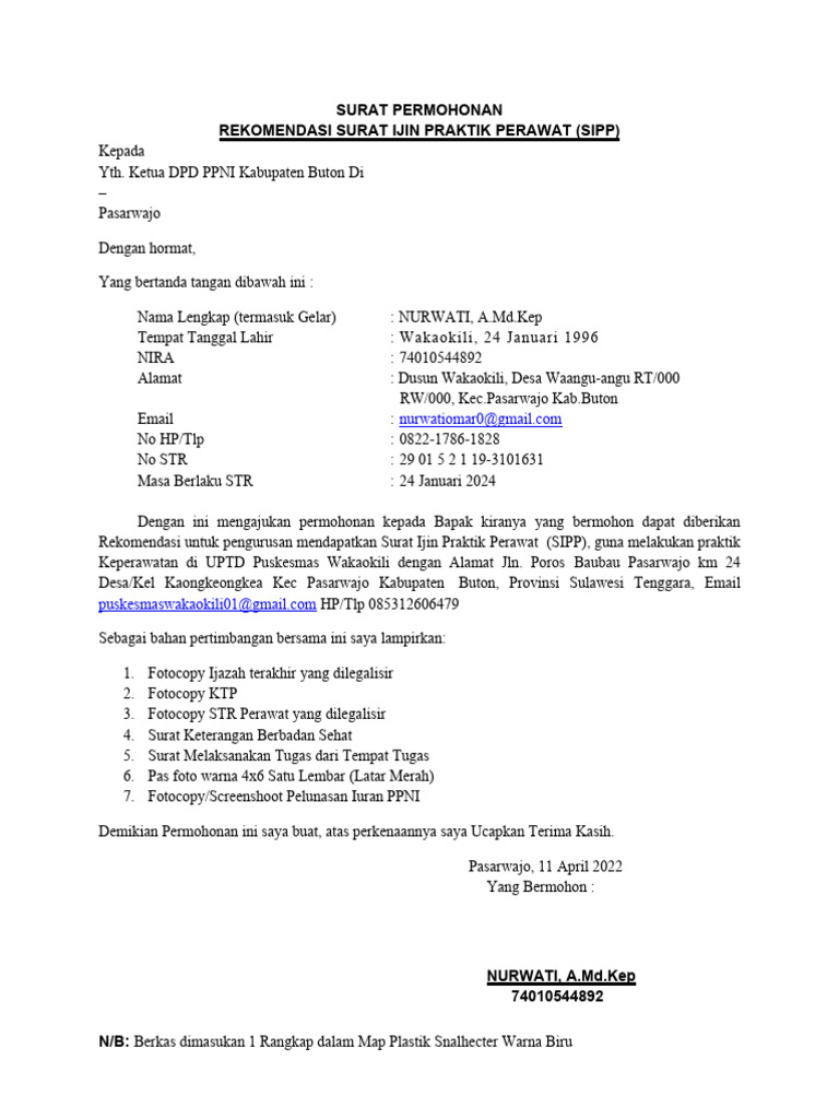 Surat Permohonan Sipp New | PDF