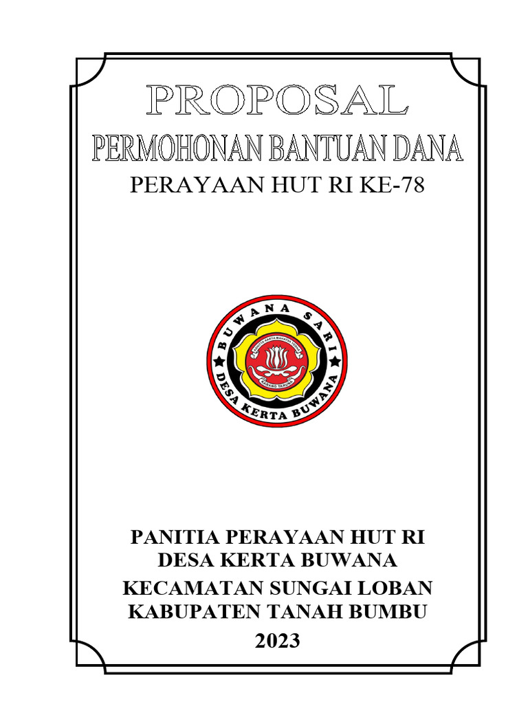 COVER PROPOSAL HUT RI KE 78 DESA KERTA BUWANA | PDF