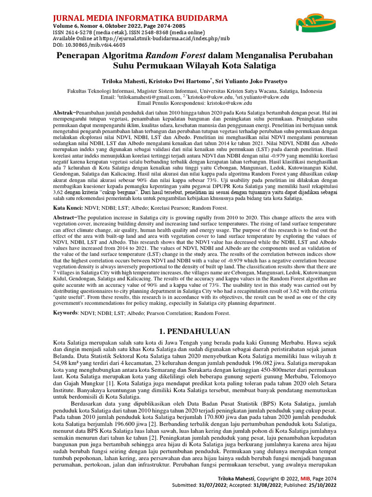Penerapan Algoritma Random Forest Dalam Menganalisa Perubahan Suhu ... Penerapan Algoritma Random Forest Dalam Menganalisa Perubahan Suhu ...