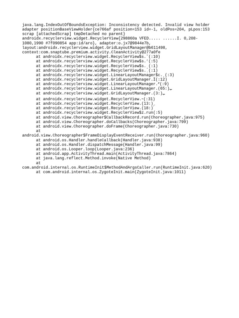 RecyclerView Adapter Error Analysis | PDF