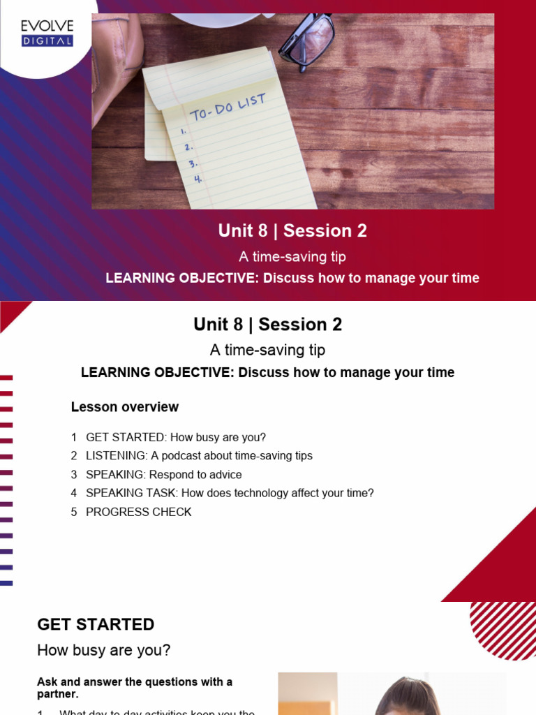 Unit 8 - Session 2: A Time-Saving Tip | PDF | Human Communication | Communication