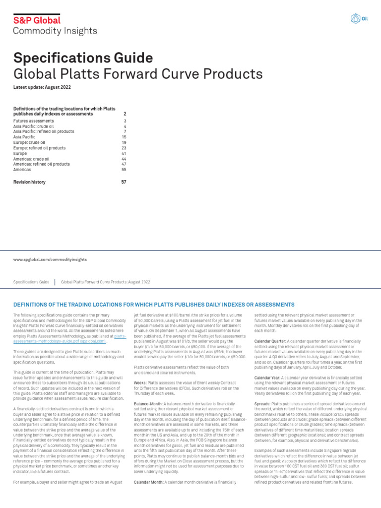 Platts Forward Curve Specifications Guide | PDF | Derivative (Finance ...