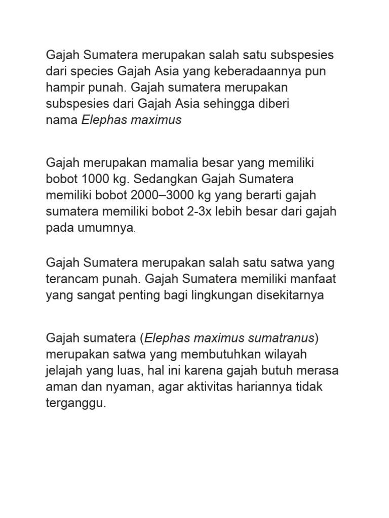 Pengertian Gajah Sumatra 2 | PDF