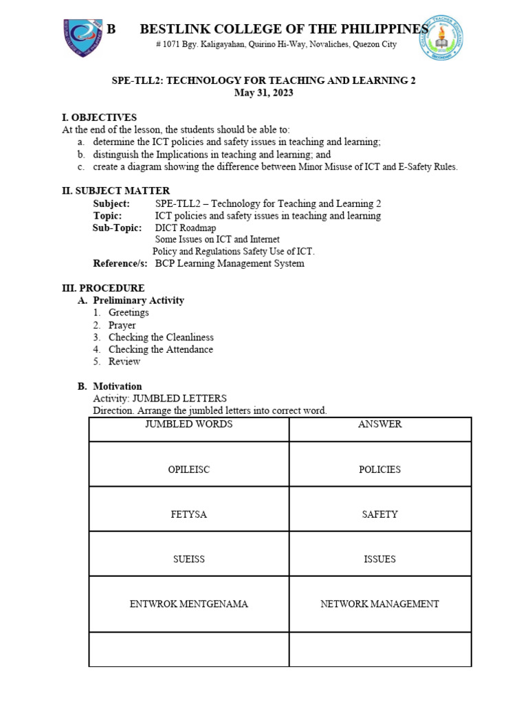 Spe-Ttl2 Lesson Plan | Download Free PDF | Educational Technology | Learning