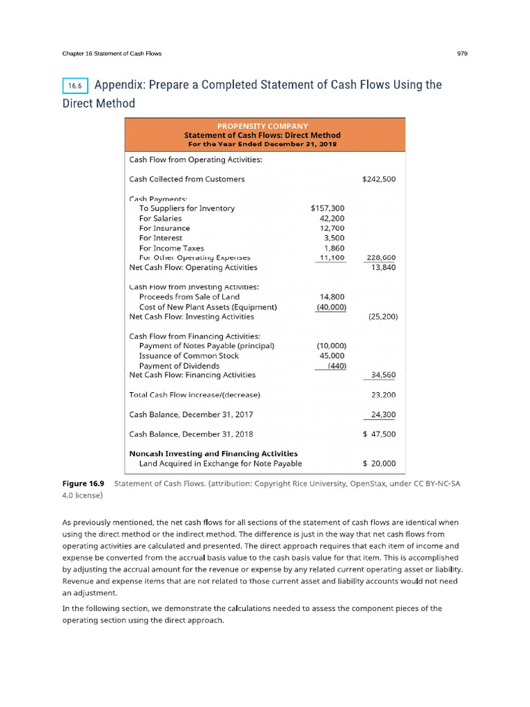 Format of The Statement of Cash Flows (Direct Method) | PDF