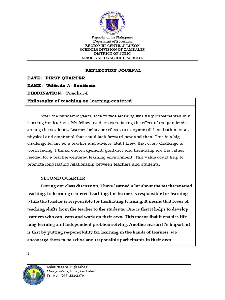 LAC Reflection Journal Template | PDF | Learning | Cognitive Psychology