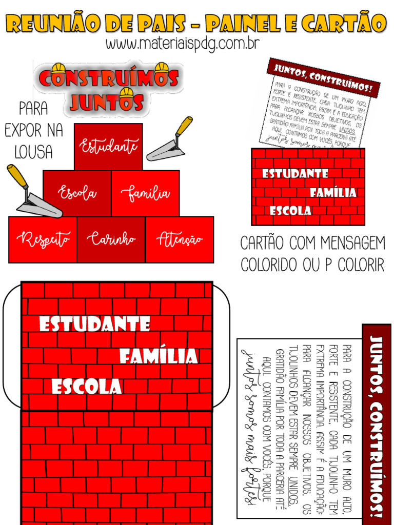 Reunião de Pais - Construímos Juntos - Cartão e Mural | PDF