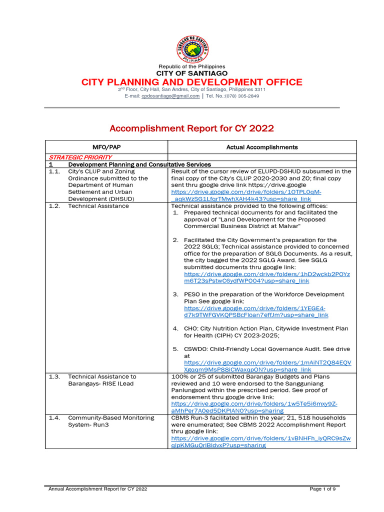 CPDO Accomplishment Report CY 2022 | PDF