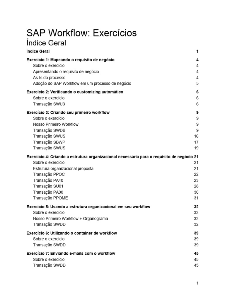 SAP Workflow - Livro de Exercícios | PDF