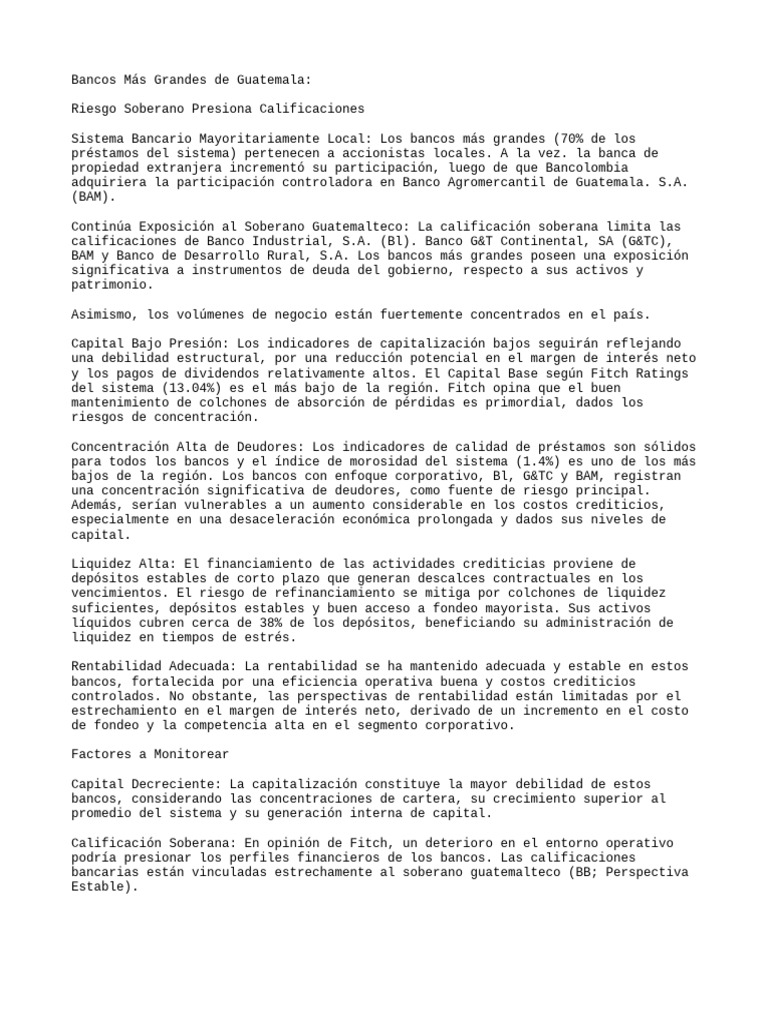 Bancos Mas Grandes de Guatemala 2023 | PDF | Bancos | Guatemala Bancos Mas Grandes de Guatemala 2023 | PDF | Bancos | Guatemala
