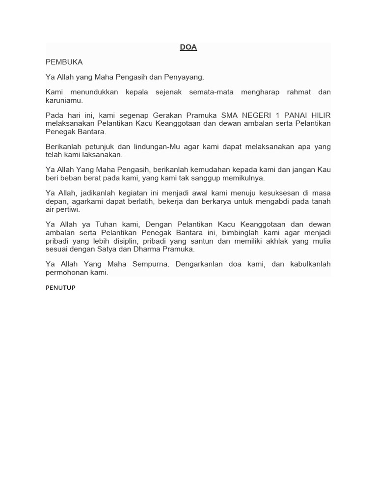 Doa Pelantikan | PDF